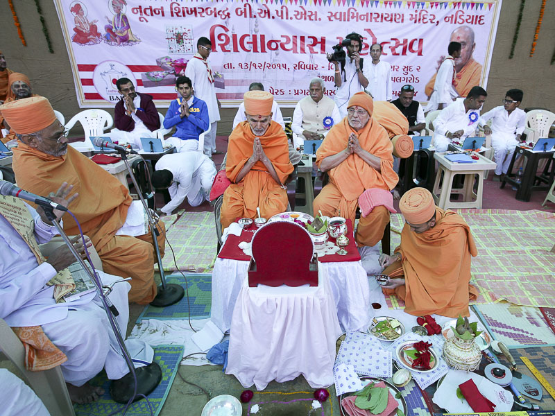 Shilanyas Ceremony for New BAPS Shri Swaminarayan Mandir, Nadiad, India