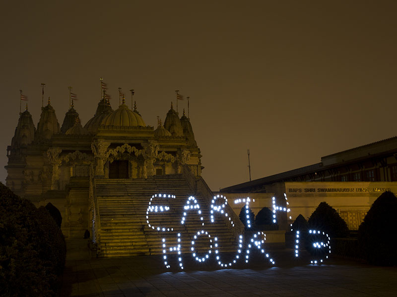 Lights Out for Earth Hour 2013 at BAPS Shri Swaminarayan Mandir, London, UK