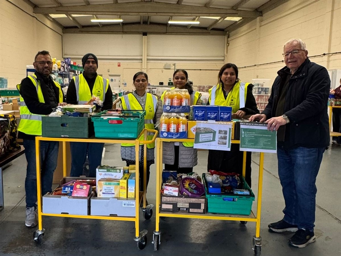 BAPS Charities Community Food Drive 2025, Wellingborough, UK